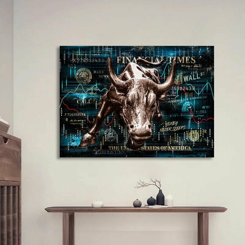 Картина ВсеКартины. тут, 50x70см, для офиса, поп-арт, холст, дерево, Телец (1), печать