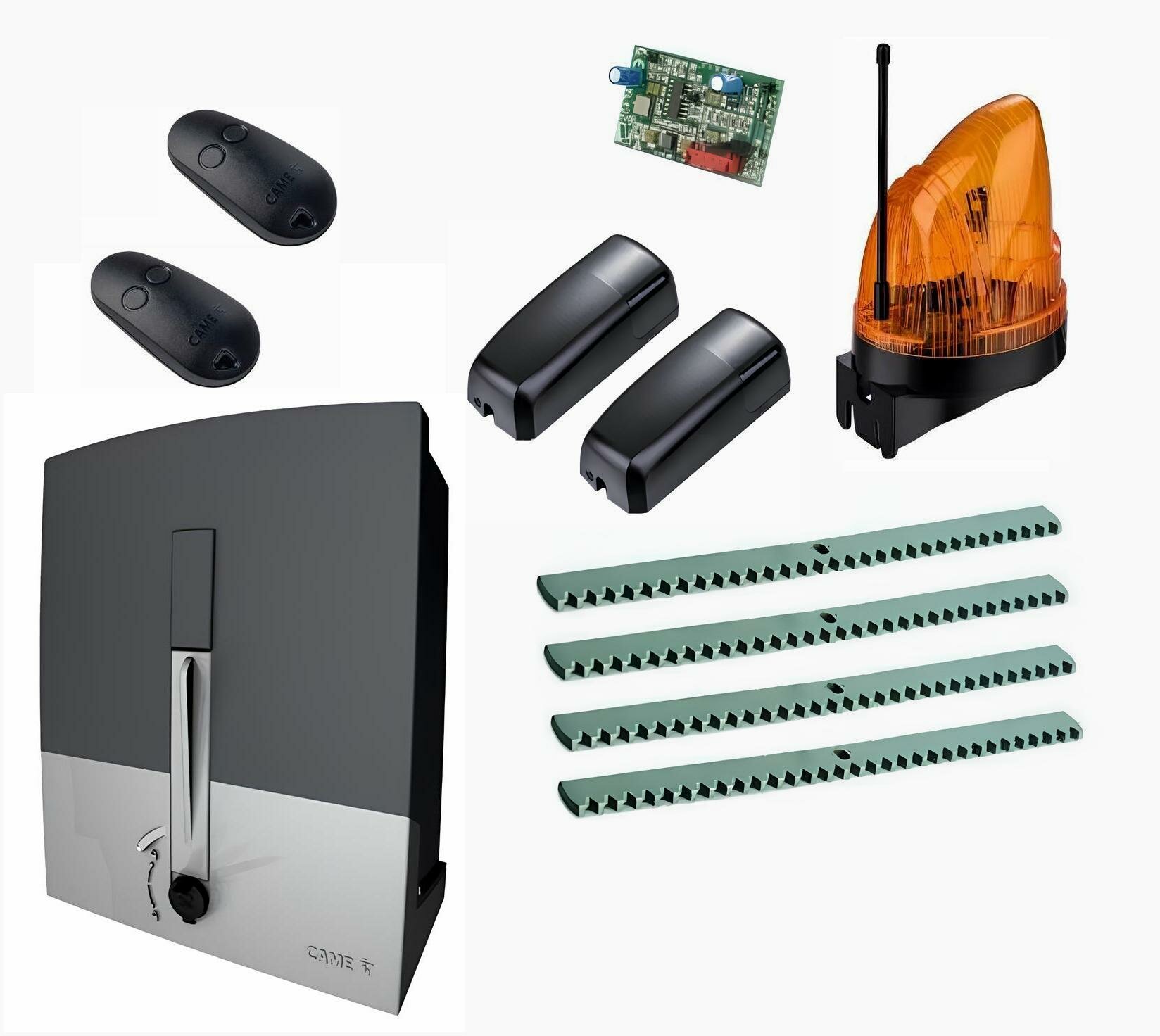 Автоматика для откатных ворот BXL04AGS FULL4-K2, комплект: привод, радиоприемник, 2 пульта, фотоэлементы, лампа, 4 рейки