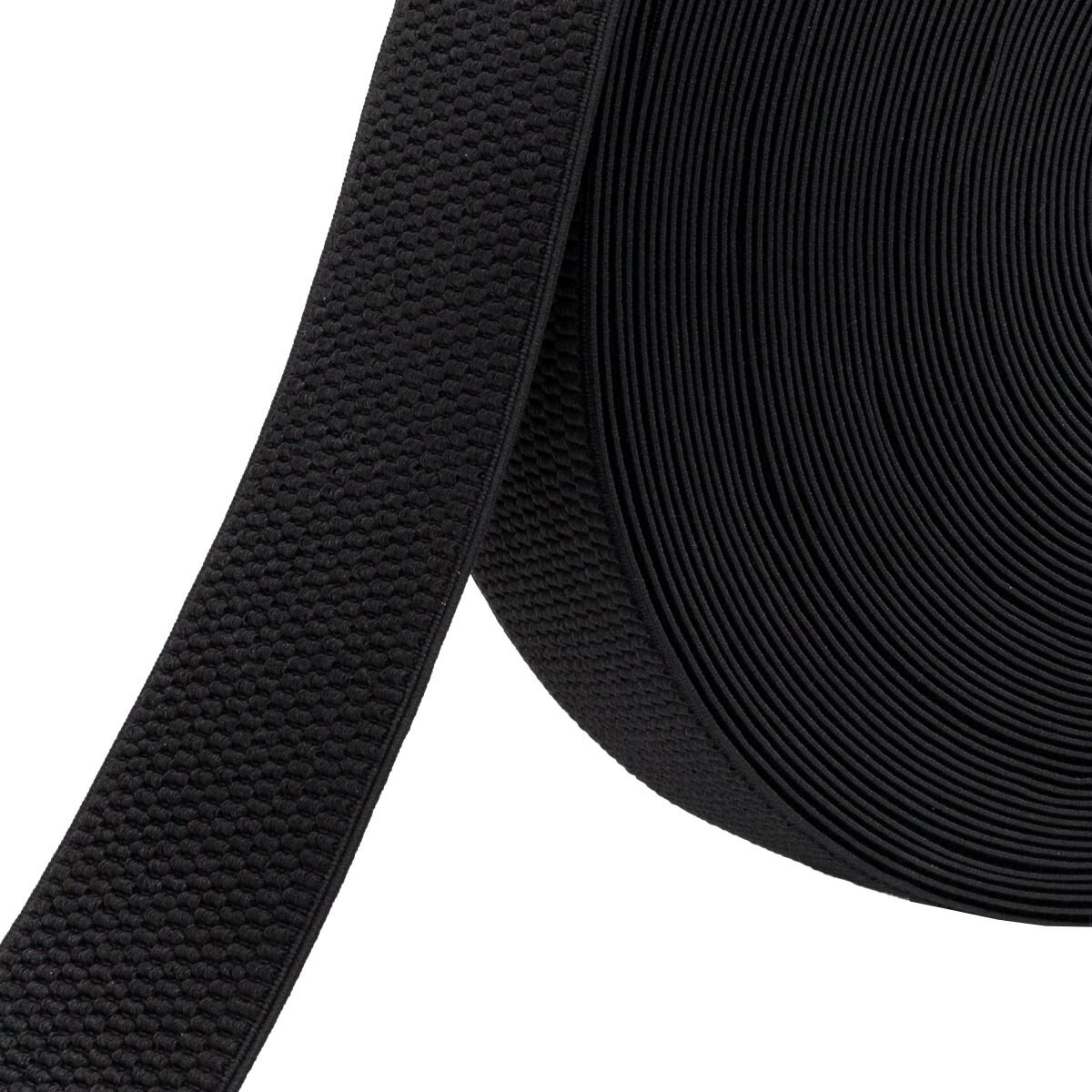 Резинка для шитья широкая, 40мм*25м, эластичность 200%, 25,2 г/м, 580 черный