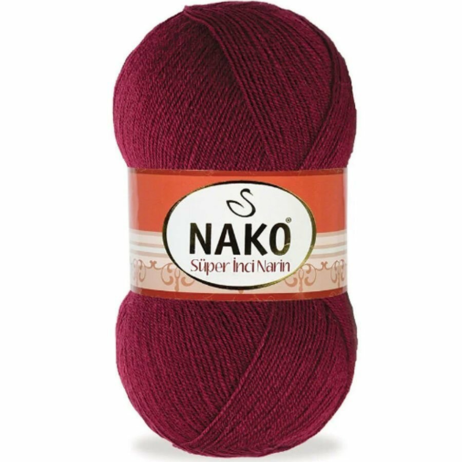 Пряжа Nako SUPER INCI NARIN 999 бордовый (5 мотков)