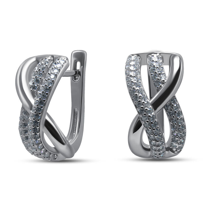 Серьги, серебро, 925 проба, фианит