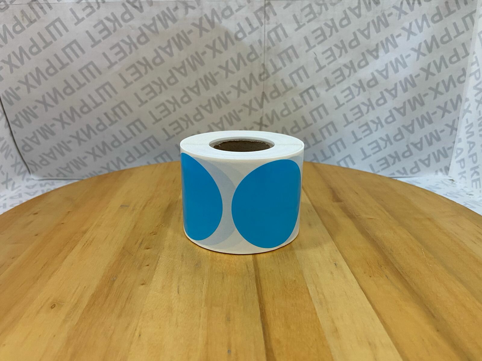 Этикетки (наклейки) круг 50х50 (500) синий термотрансферные 1 рулон в комплекте