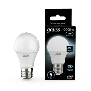 Лампа светодиодная Gauss Black A60 10W матовая 920lm 4100K тепло-белый E27 220V