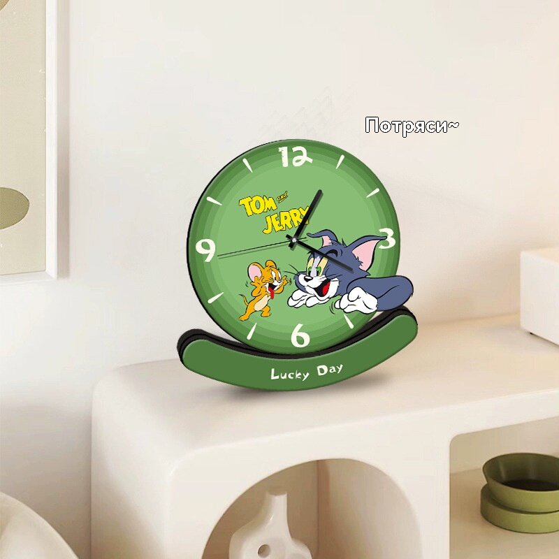 Зеленые часы, Том и Джерри, украшение рабочего стола, современные часы
