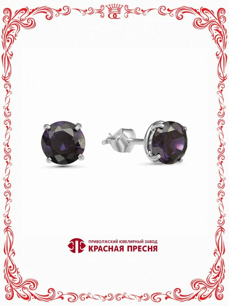 Серьги пусеты, фианит