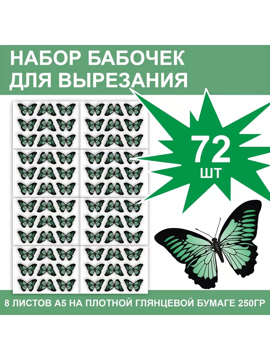 Бабочки на глянцевом картоне для вырезания и создания букета