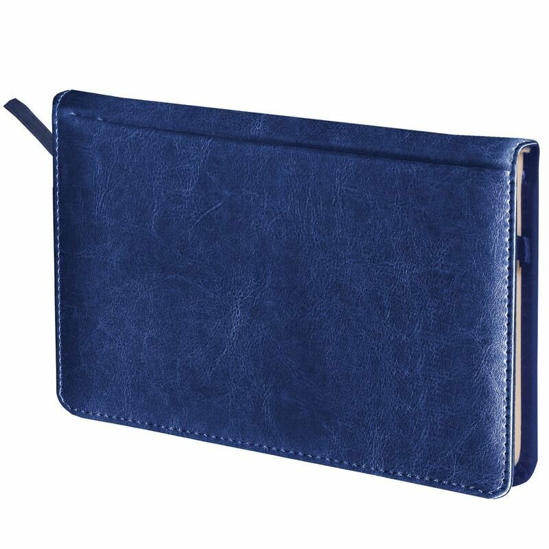 Еженедельник BRAUBERG "Imperial", недатированный, А6, 95х155 мм, под гладкую кожу, 72 л, т.-син, крем. блок