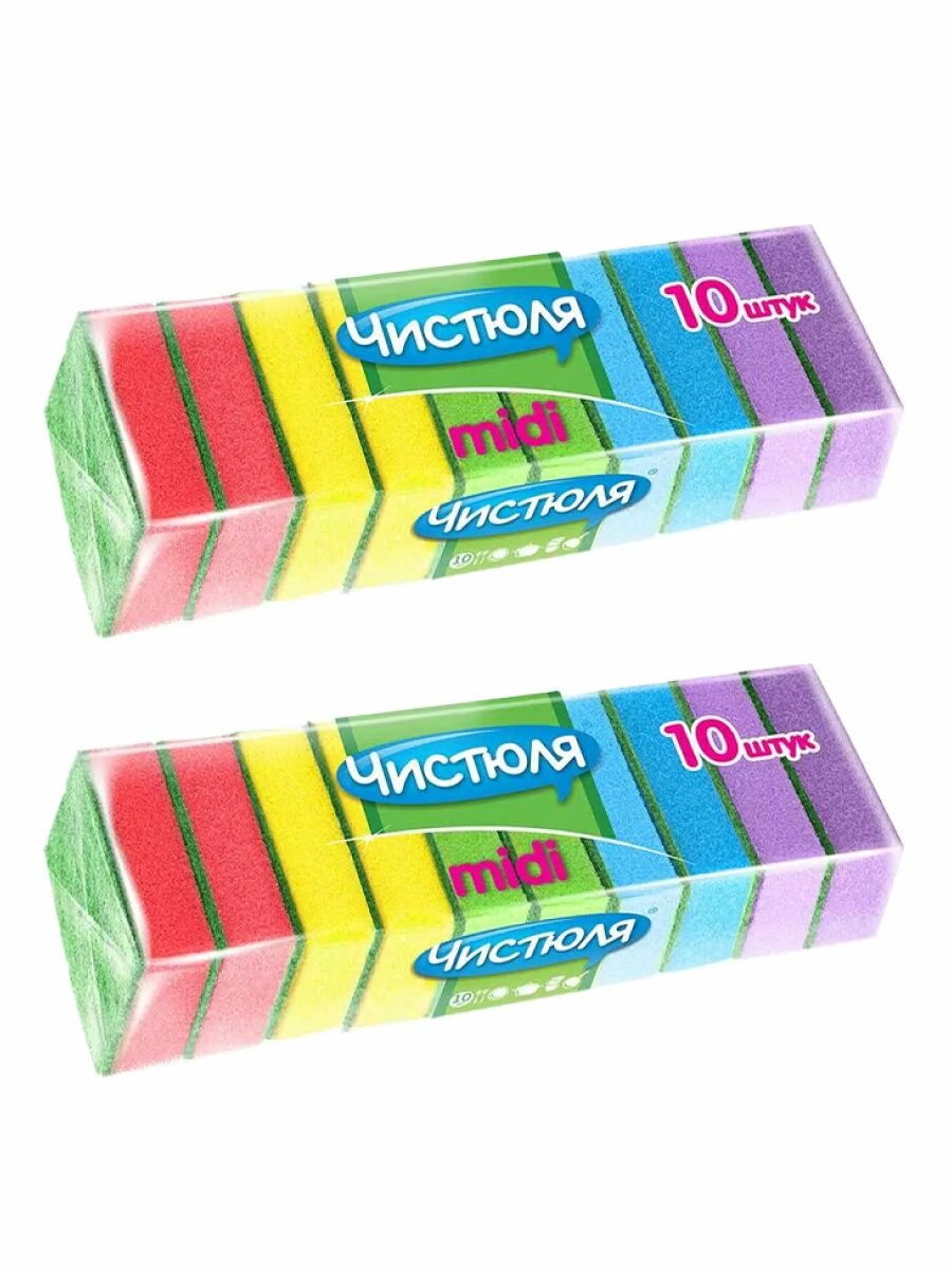 Набор губки для посуды чистюля М (2уп по 10шт)