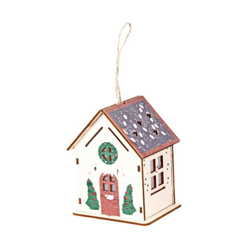 Рождественские принадлежности деревянная светящаяся цветная хижина украшения для деревянного дома Рождественская елка кулон