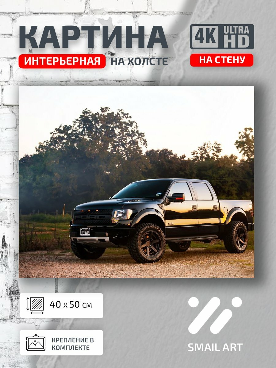 Картина на холсте интерьерная 40 на 50 на стену Внедорожник ford для студии авто дизайн