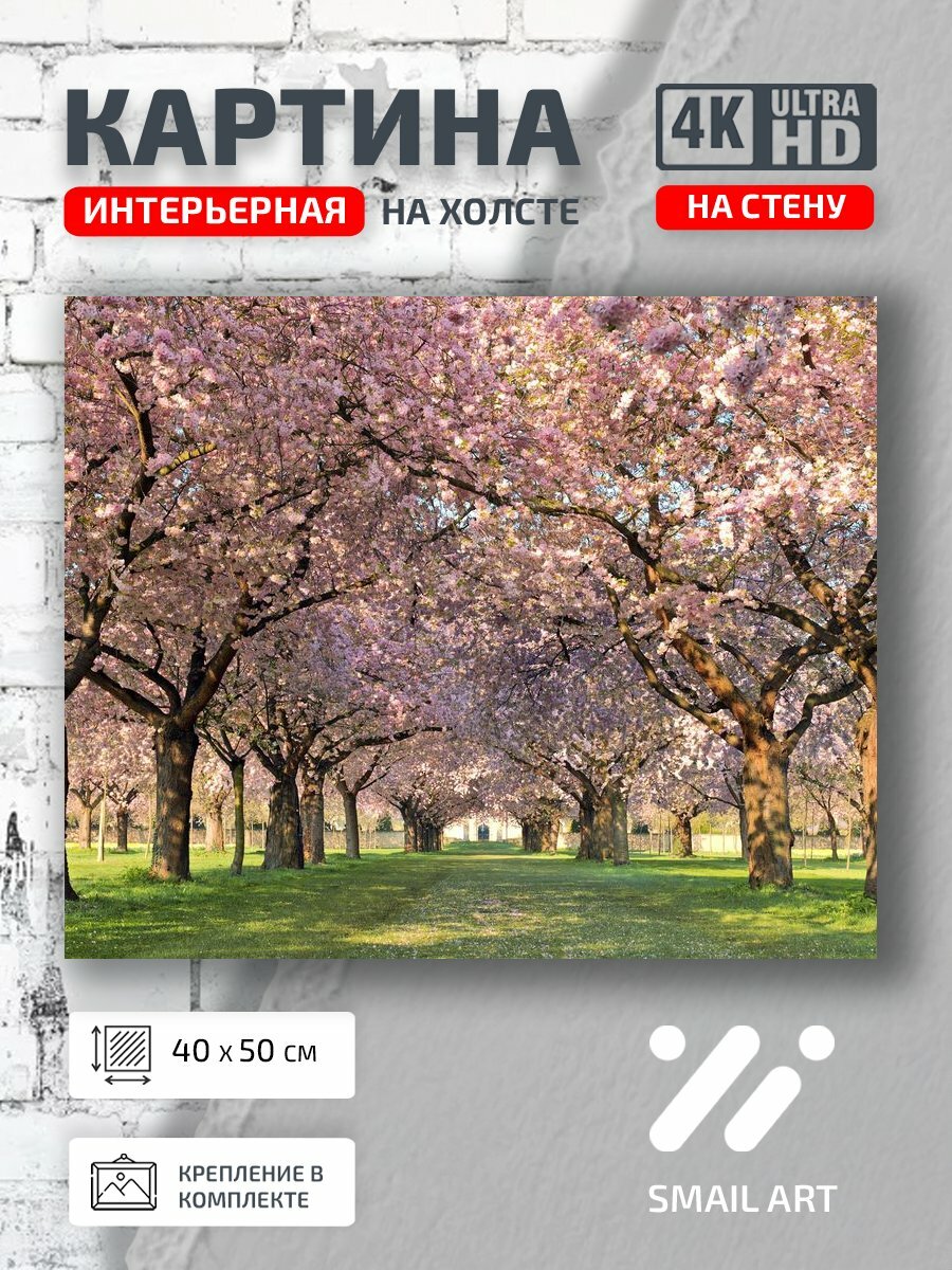 Картина на холсте интерьерная 40 на 50 на стену Сад garden для кафе пейзаж интерьер декор