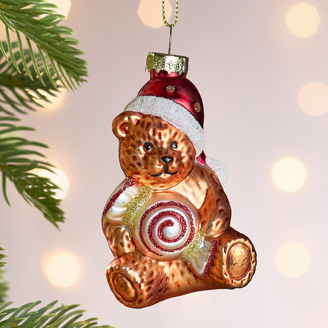 Елочная игрушка Медведь Джонни с карамелькой 8 см, стекло, Winter Deco, 5030155