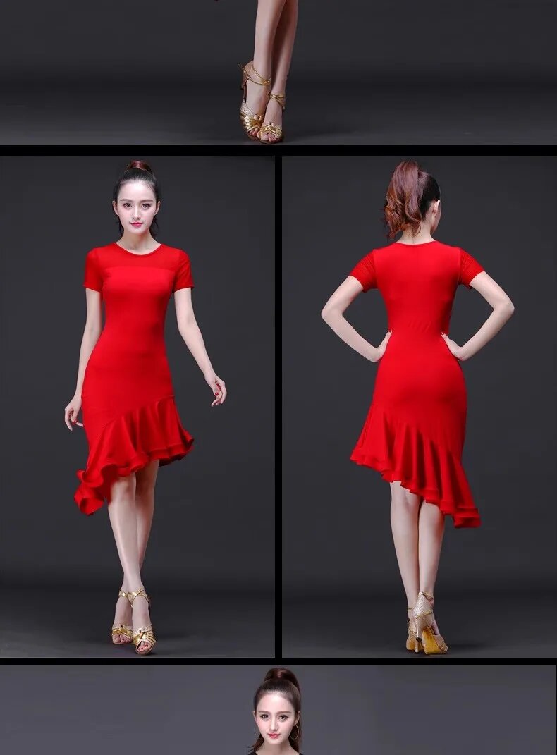 Берта Танцевальное платье для латины из акрила Красный, XXL, Красный