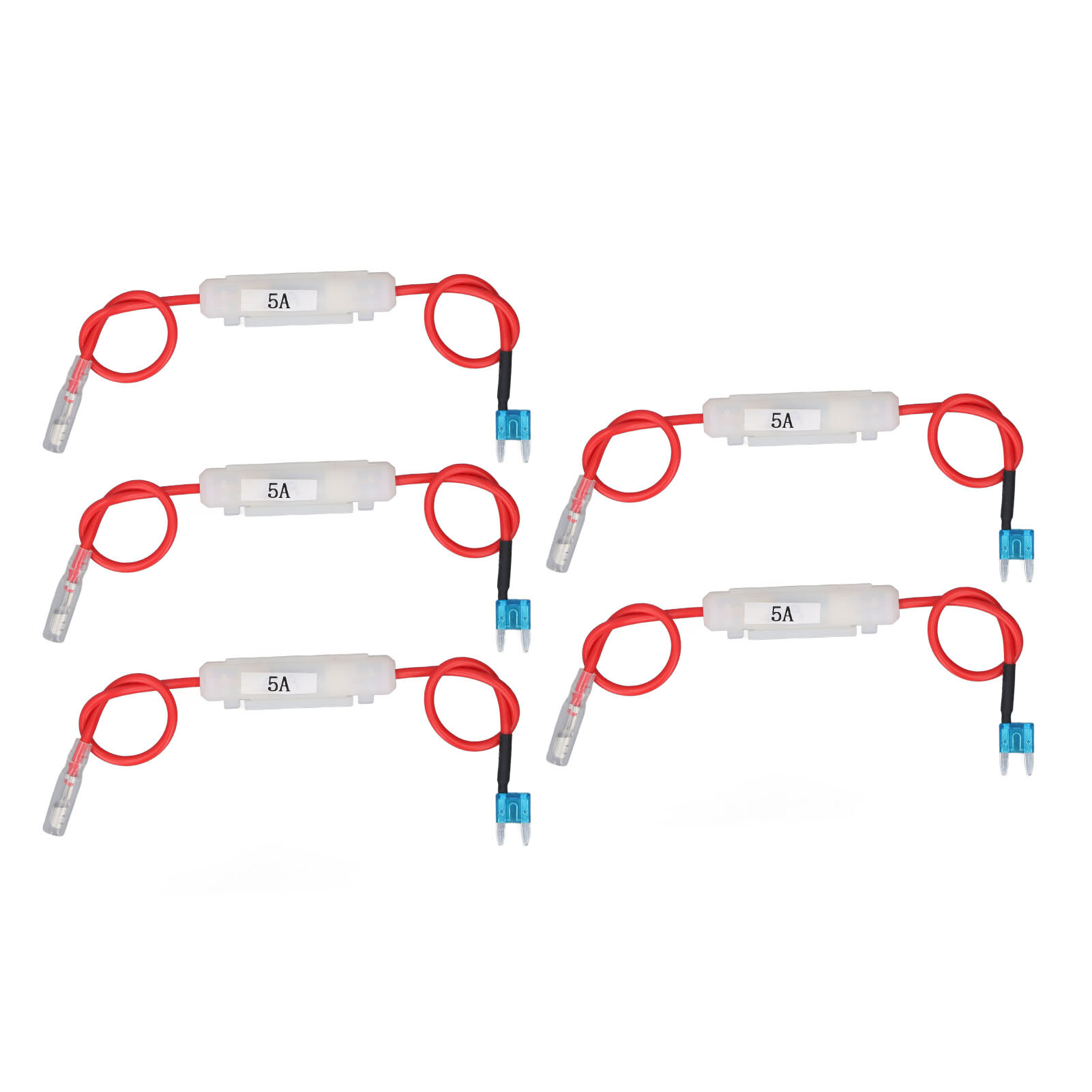 5 шт. автомобильный держатель предохранителя ATS Mini 15A автомобильный предохранитель адаптер с кабелем 16AWG 12 дюймов красный 6 X 30 мм 5A стеклянная трубка