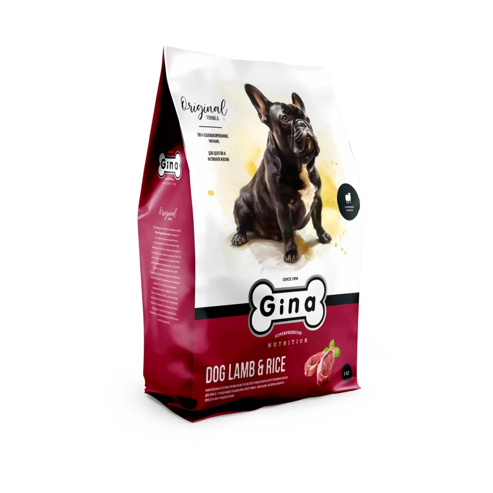 Gina Dog Lamb Rice сухой гипоаллергенный корм для взрослых собак с ягненком и рисом 3 кг