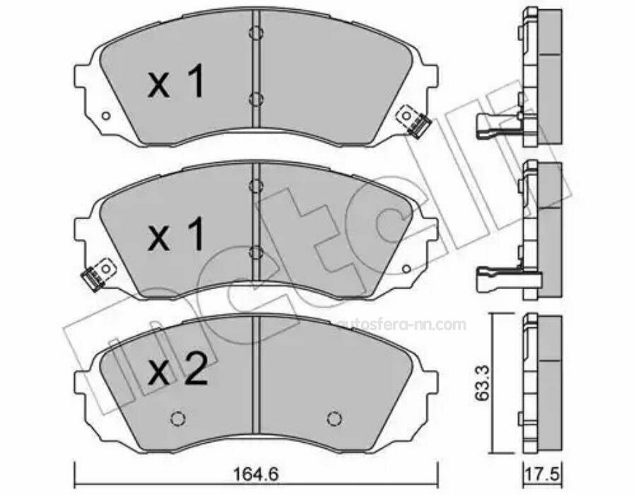 METELLI 2207850 колодки дисковые передние!\ KIA Carnival 2.7i V6/2.9CRDi 06>