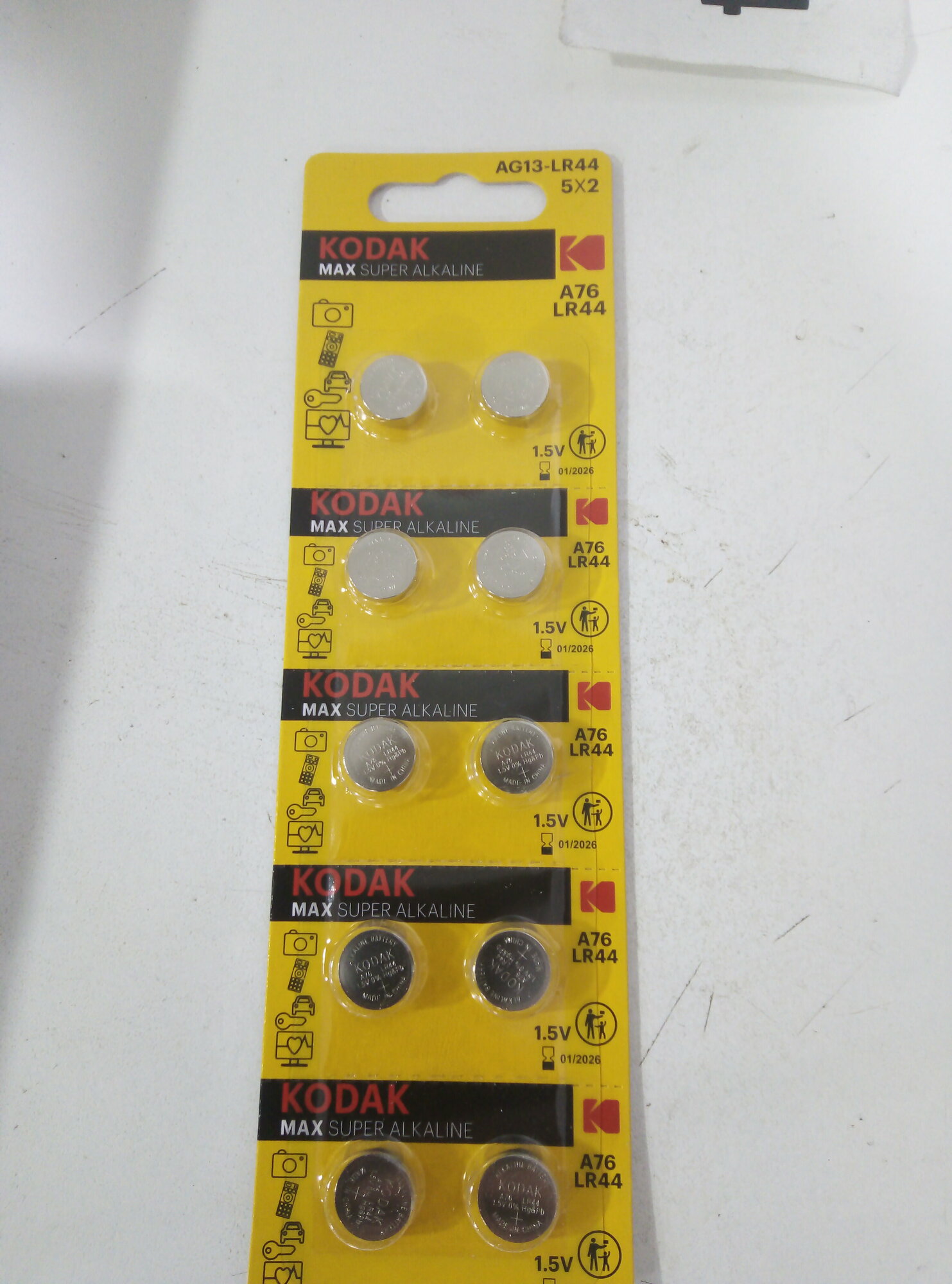 Батарейка Kodak Г13 (ЛР44) картонка 10 штук