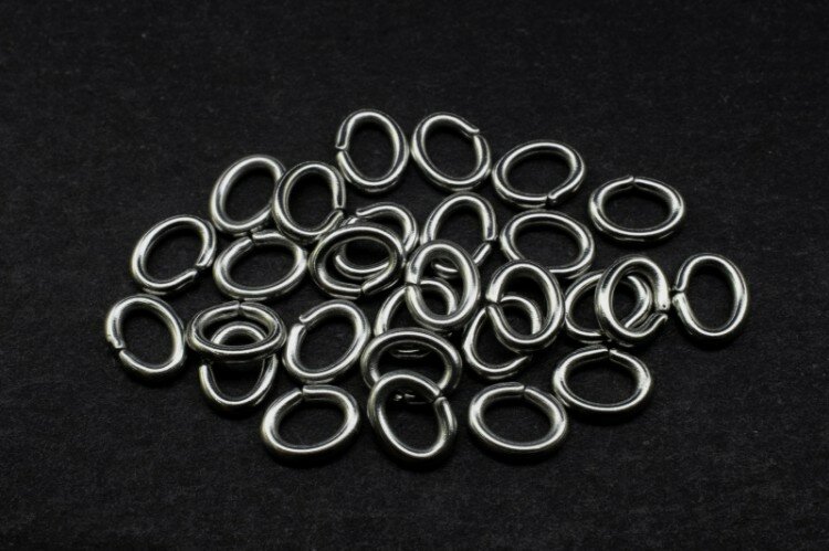 Кольца соединительные овальные 6,5х5х1,2мм, разъемные, цвет стальной, хирургическая сталь, 13-111, 5г (около 37шт)