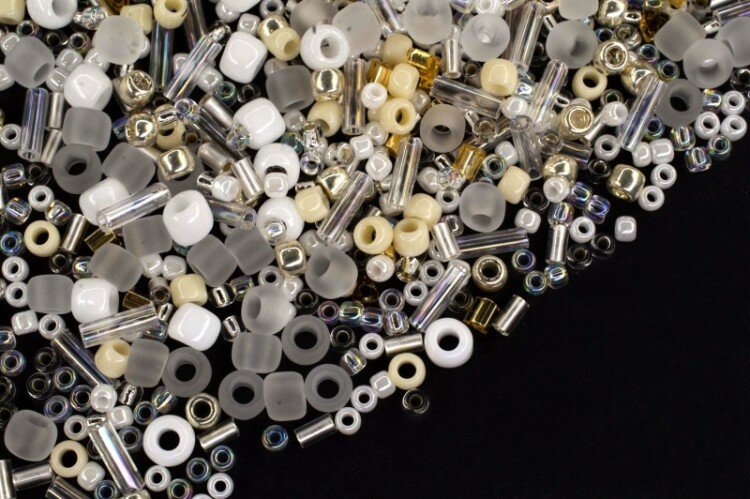 Бисер японский TOHO MIX 3212, смесь форм и размеров, оттенок белый-золотистый, 10 грамм