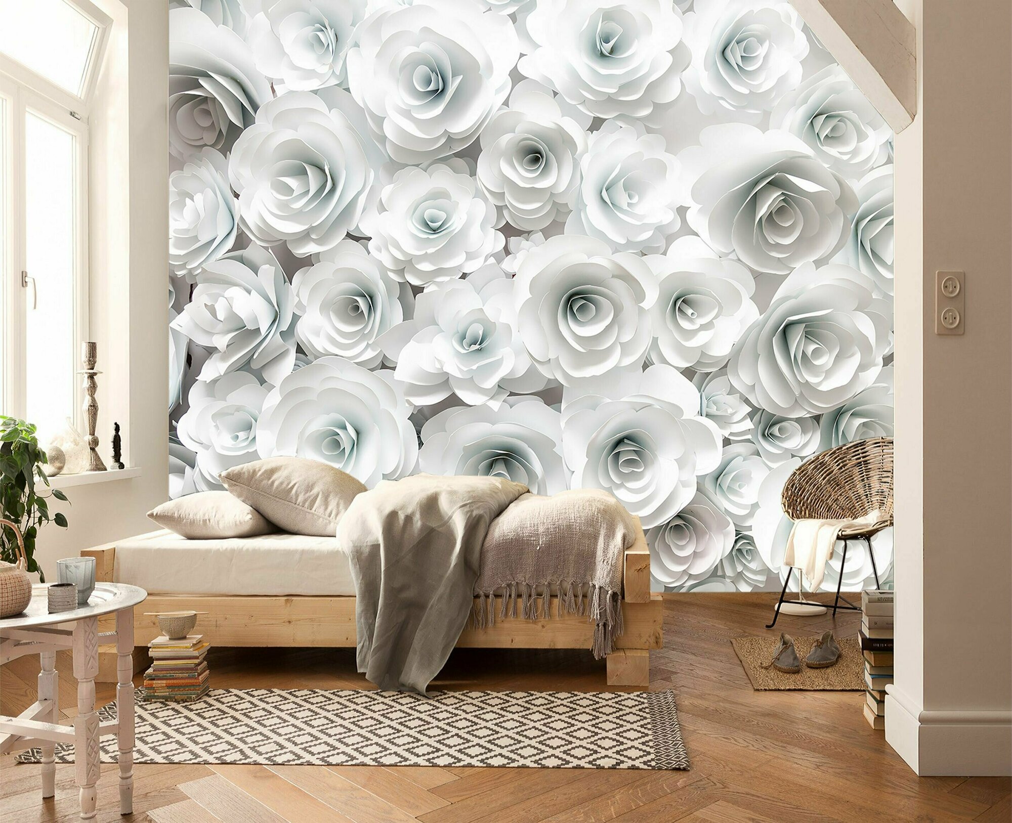 Фотообои на стену "Белые розы" флизелиновые 200х260 см