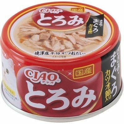 Inaba Ciao Toromi Консервы для кошек с куриным филе, тунцом магуро и кацуобуси, 80 г.