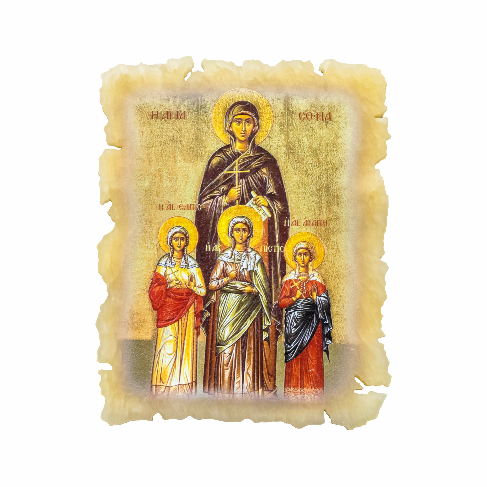 Икона на ониксе Вера, Надежда, Любвь и София (ВхШхД 1см./9см./12см.)