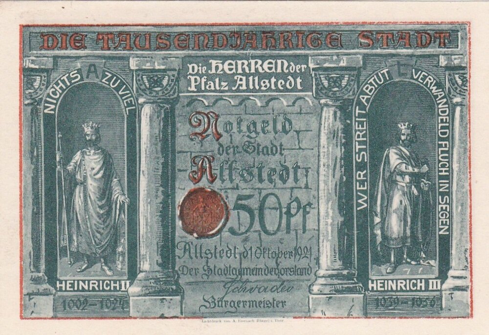 Германия (Веймарская Республика) Альштедт 50 пфеннигов 1921 г. (№3)