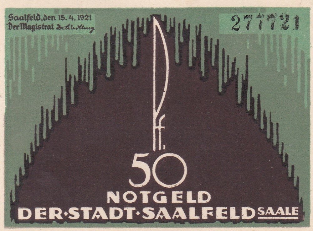 Германия (Веймарская Республика) Заальфельд 50 пфеннигов 1921 г. (№3)