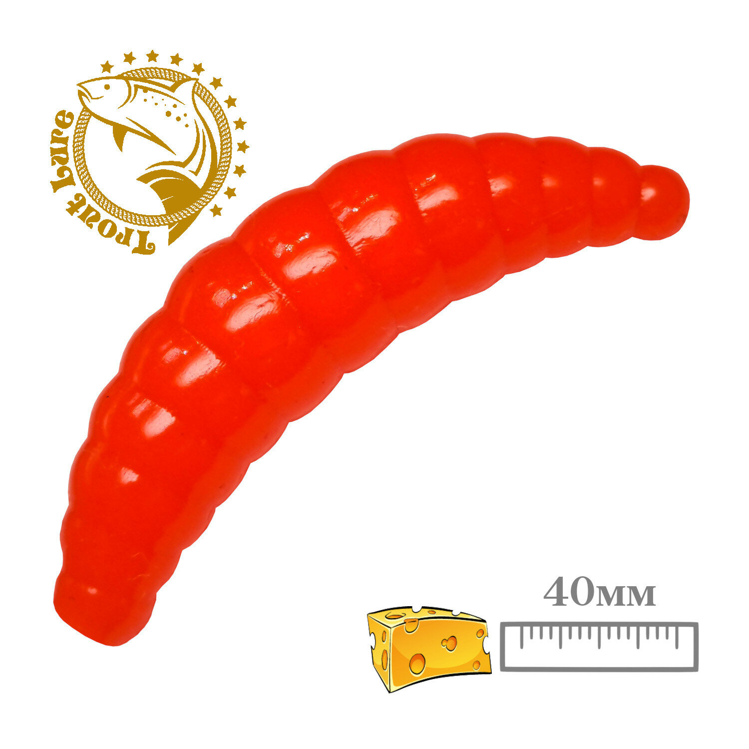 Силикон TROUT LURE (SANSAN) в банке, MAGGOT 40, СЫР, COL. 8 (Blood-Кровь), (10шт)