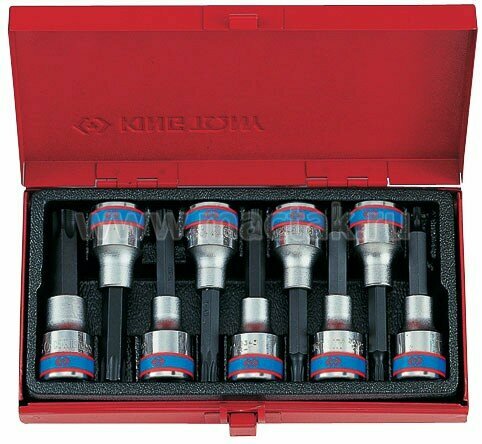 Набор торцевых насадок 1/2", TORX, Т20-Т60 мм, L = 80 мм, 9 предметов KING TONY 4119PR