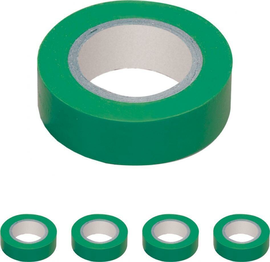 Изолента ПВХ IEK 15 мм 20 метров зеленая (комплект из 4 шт)