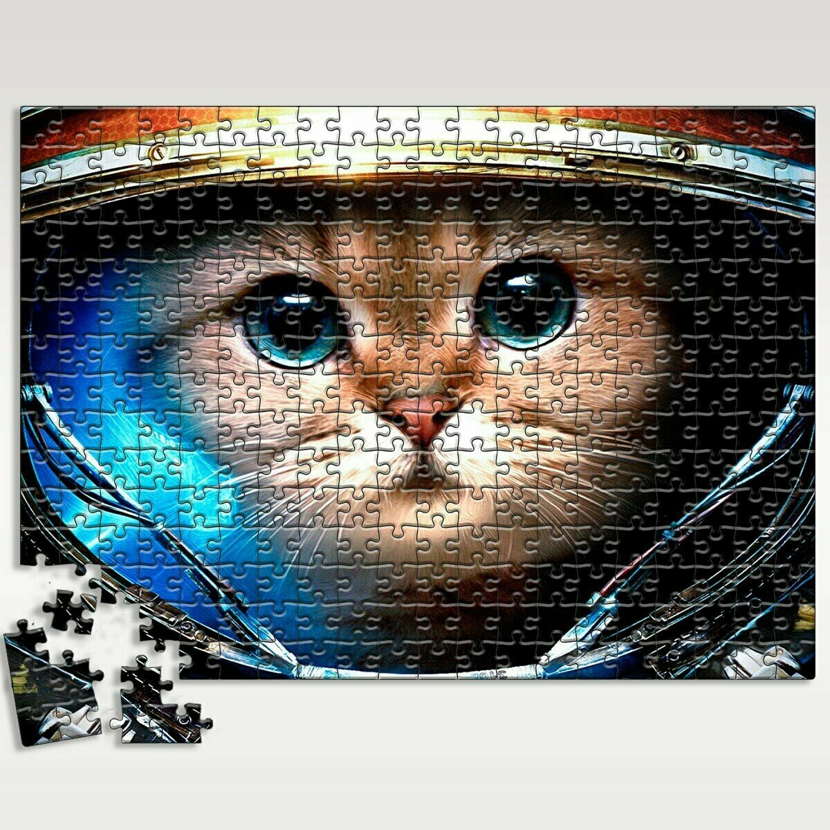 Пазл картонный А3: модель космос космический кот космонавт - 6837