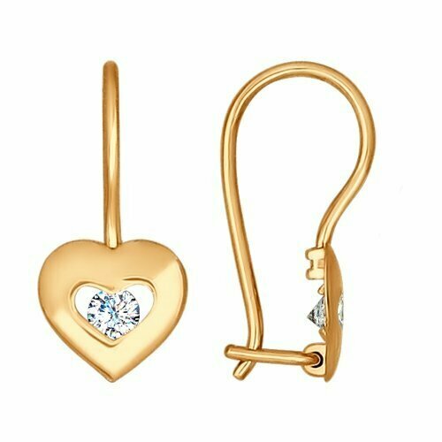 Серьги, красное золото, 585 проба, фианит