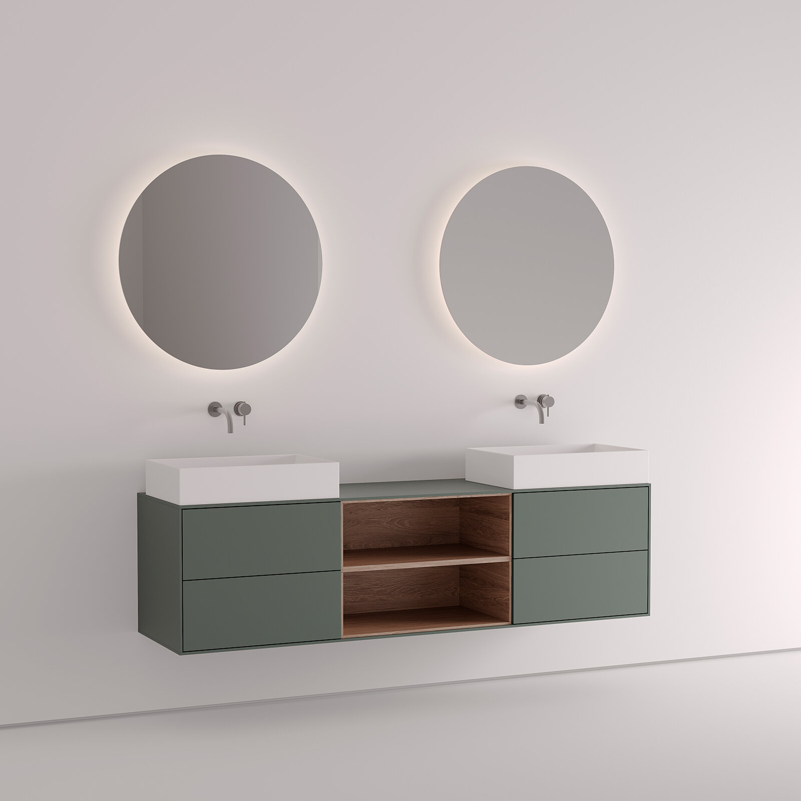 Тумба подвесная под две раковины 150 см. Vivomobili VERDE COMODORO