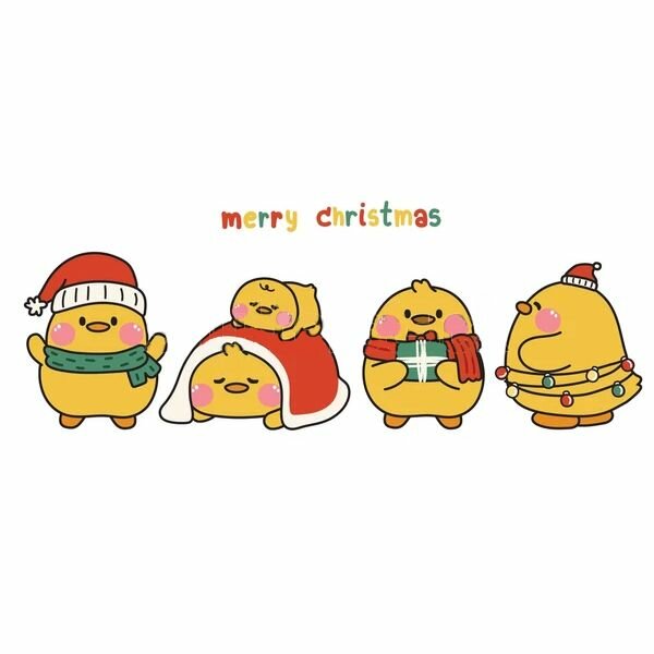 Наклейки стикеры Новогодние уточки