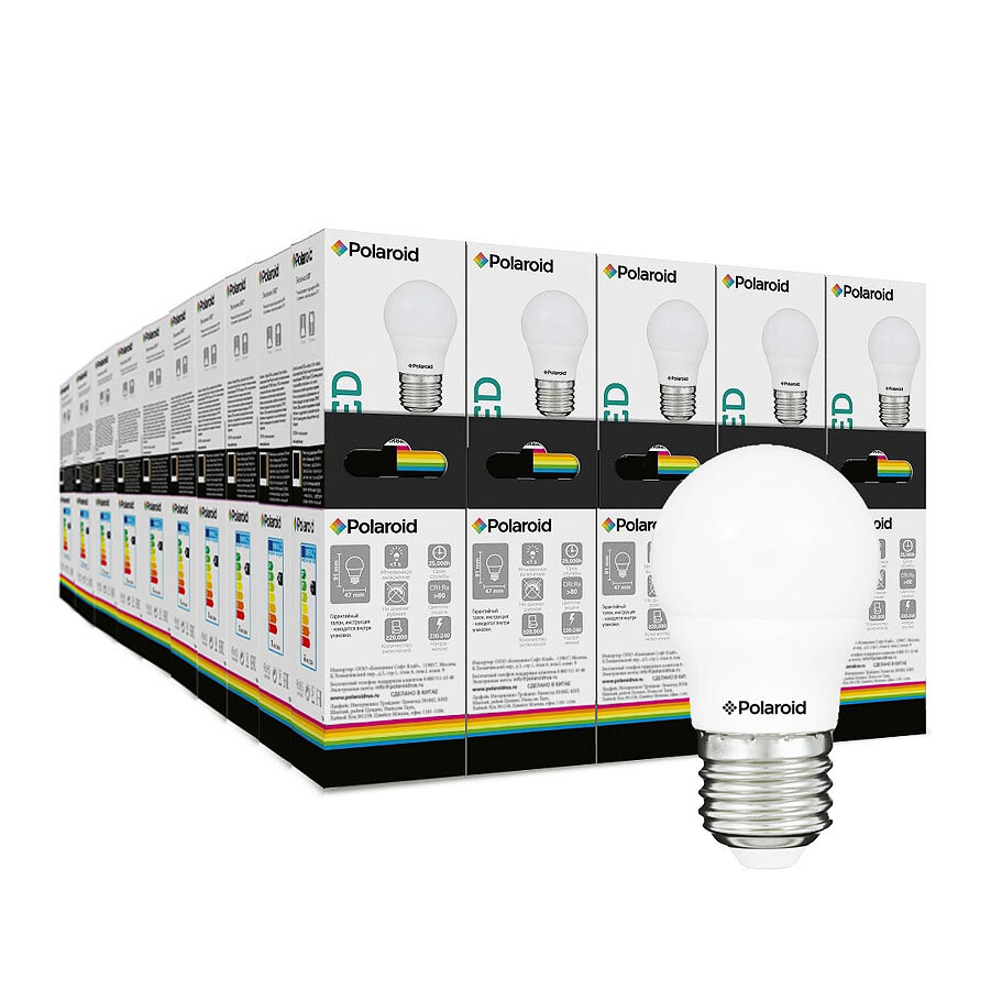 Светодиодная лампа Polaroid 220V G45 8W 4000K E27 650lm (100 шт.)