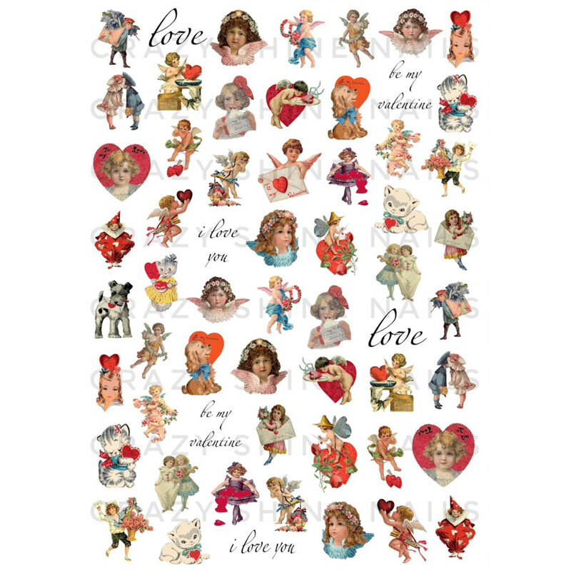 Слайдер-дизайн Crazy Shine Nails mini №1107 Ретро Валентин