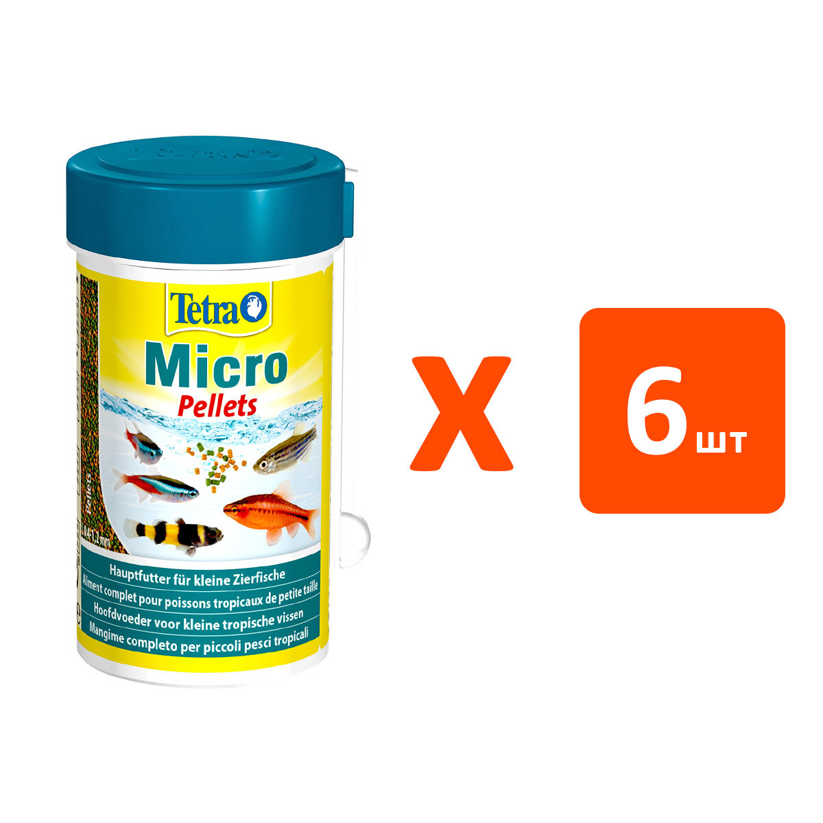 TETRA MICRO PELLETS корм пеллеты для мелких тропических рыб мелкие пеллеты (100 мл х 6 шт)
