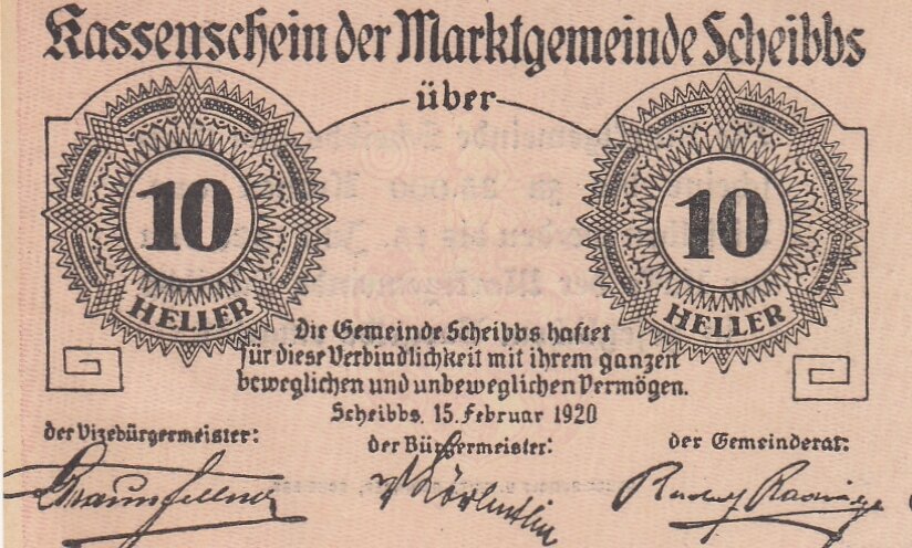 Австрия, Шайбс 10 геллеров 1920 г. (Вид 2)