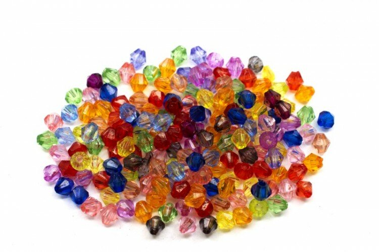 Бусины акриловые Биконус 5х5мм, отверстие 1мм, ассорти цветов, 540-274, 10г (около 190шт)
