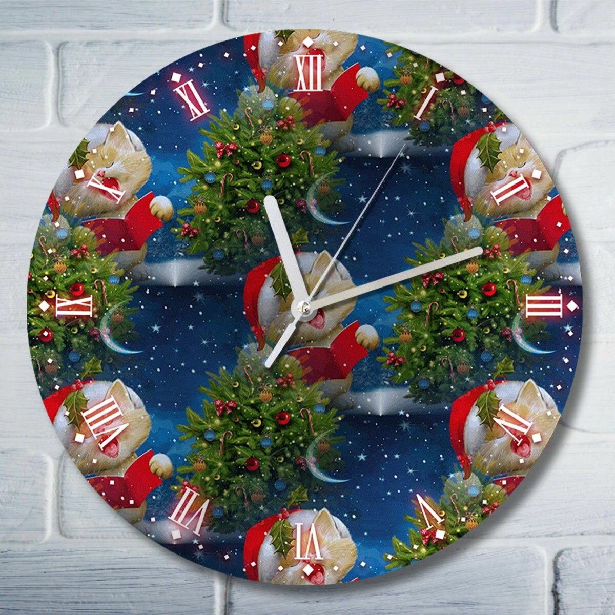 Настенные часы УФ праздники кот, год кролика, новый год, рождество - 7075