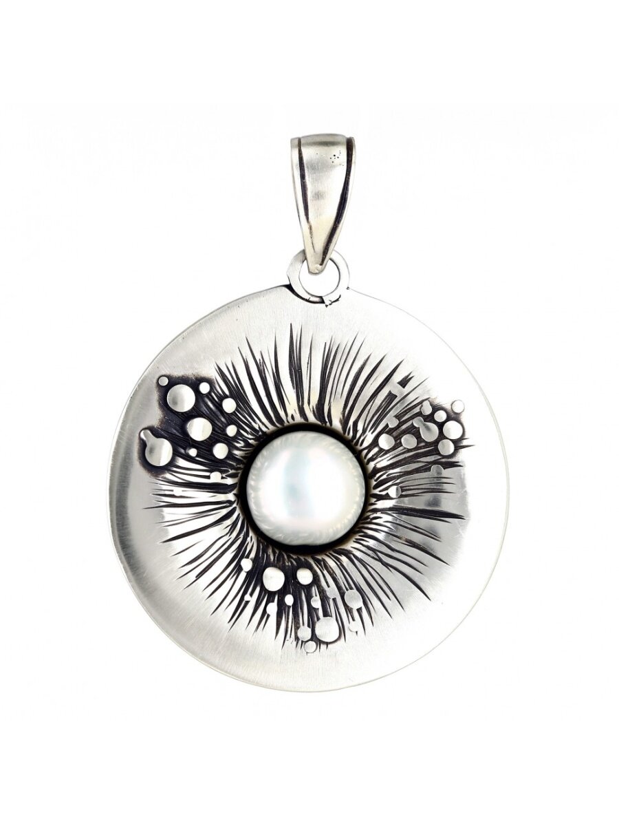 Подвеска L-Silver, серебро, 925 проба, оксидирование, жемчуг