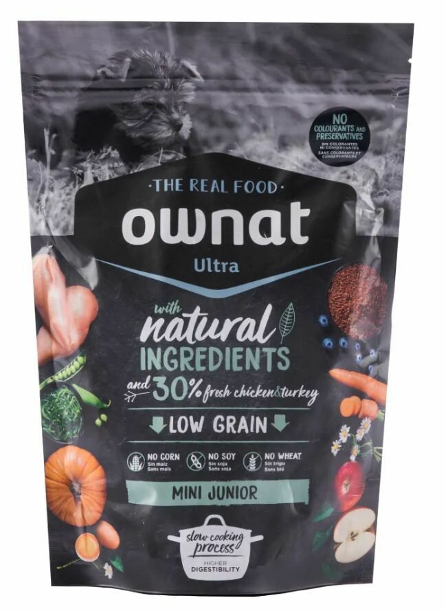 Ownat Mini Junior Ultra Корм сухой для щенков мелких пород, с курицей и индейкой, 400 гр.