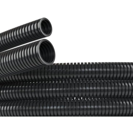 Труба гофрированная Dkc ПА 6 d7мм dвнутр.6.8мм dвнешн.10.1мм без протяжки ПВ-2 черн. (уп.50м), PA600710F2