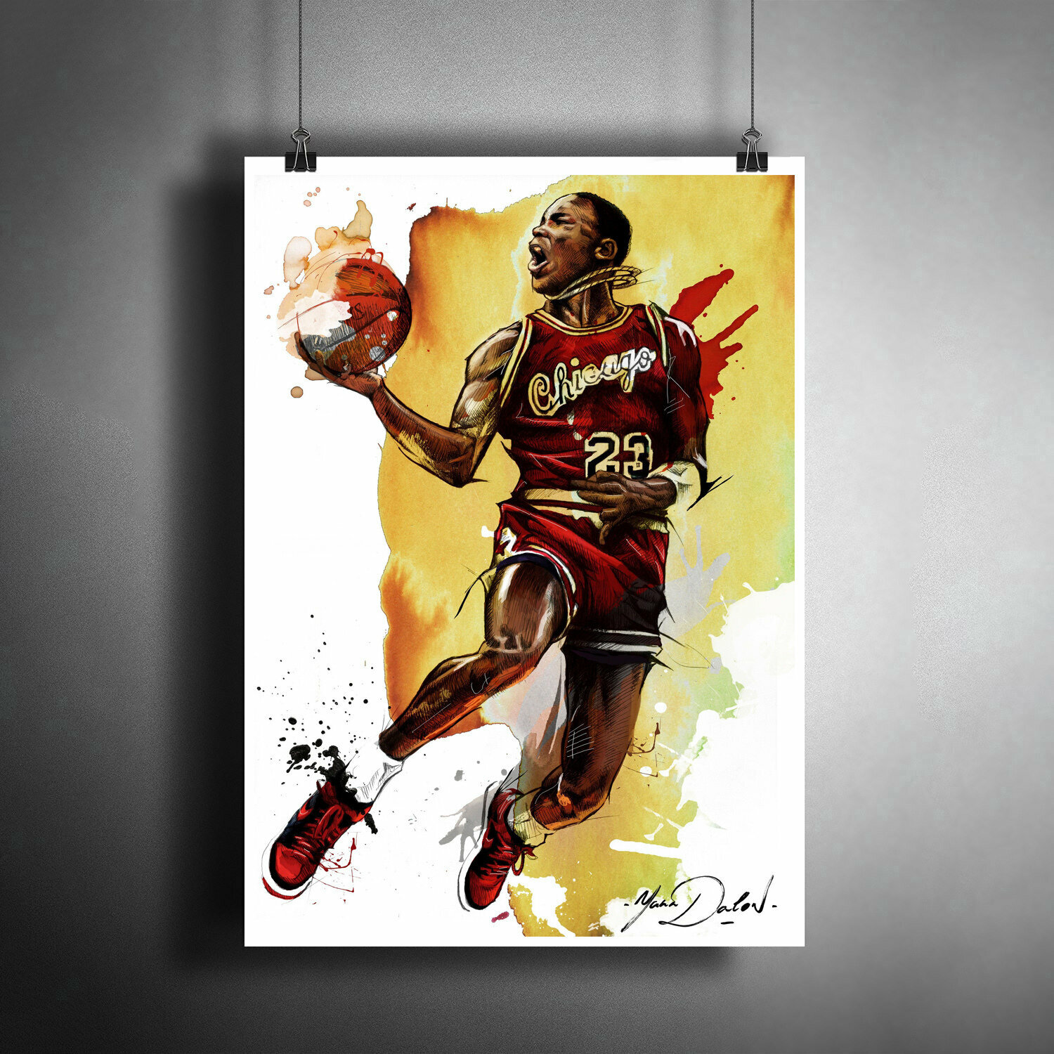 Постер плакат для интерьера "Американский баскетболист Майкл Джордан. Michael Jordan, NBA. Chicago Bulls" / A3 (297 x 420 мм)