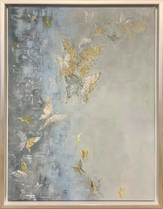 Подарок Garda Decor 89VOR- BUTTERFLY Холст "Бабочки" 60*80 см, багет кэнвес серебр. арт. 89VOR- BUTTERFLY
