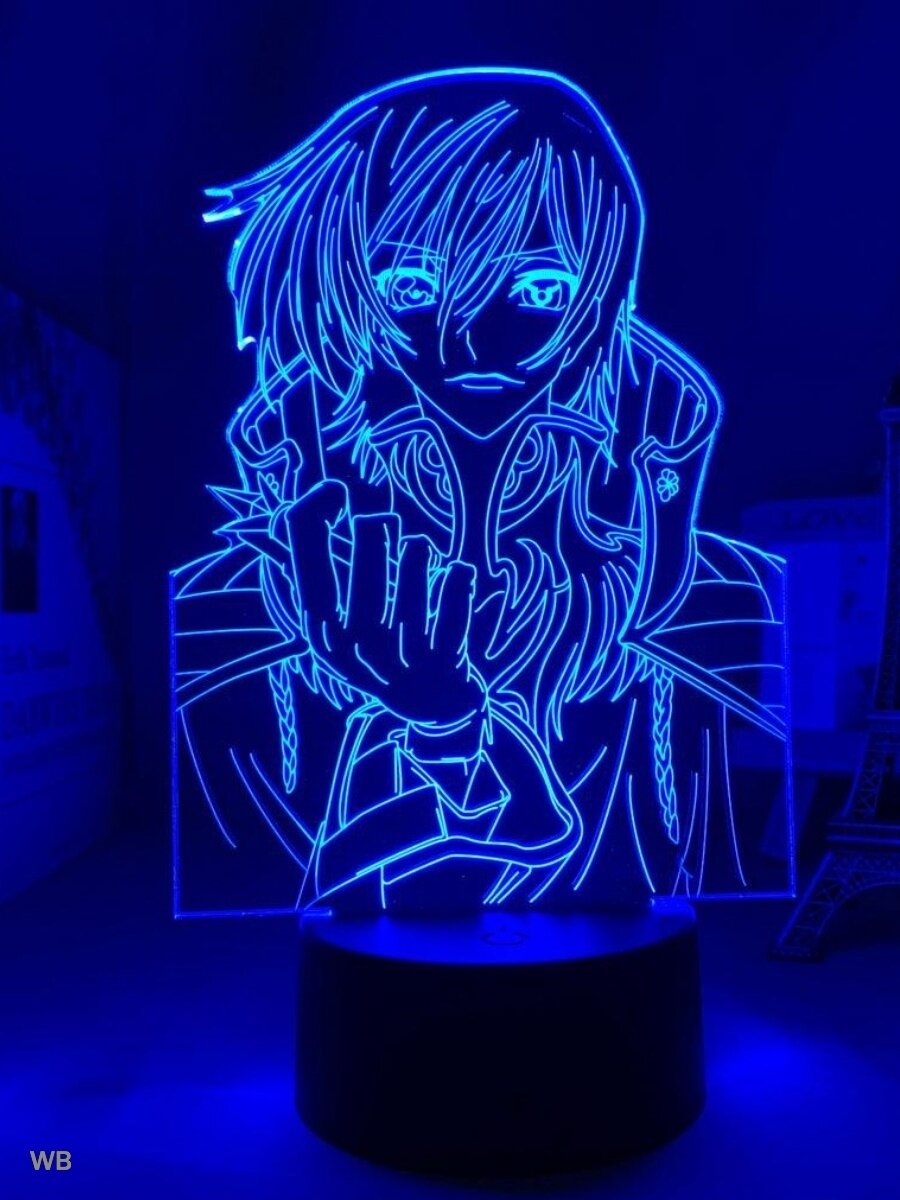 Ночник Аниме Код Гиас, Восставший Лелуш - Anime Code Geass. Подарок фанату аниме и манги — декор в комнату с любимыми персонажами, в стиле отаку и японской анимации.