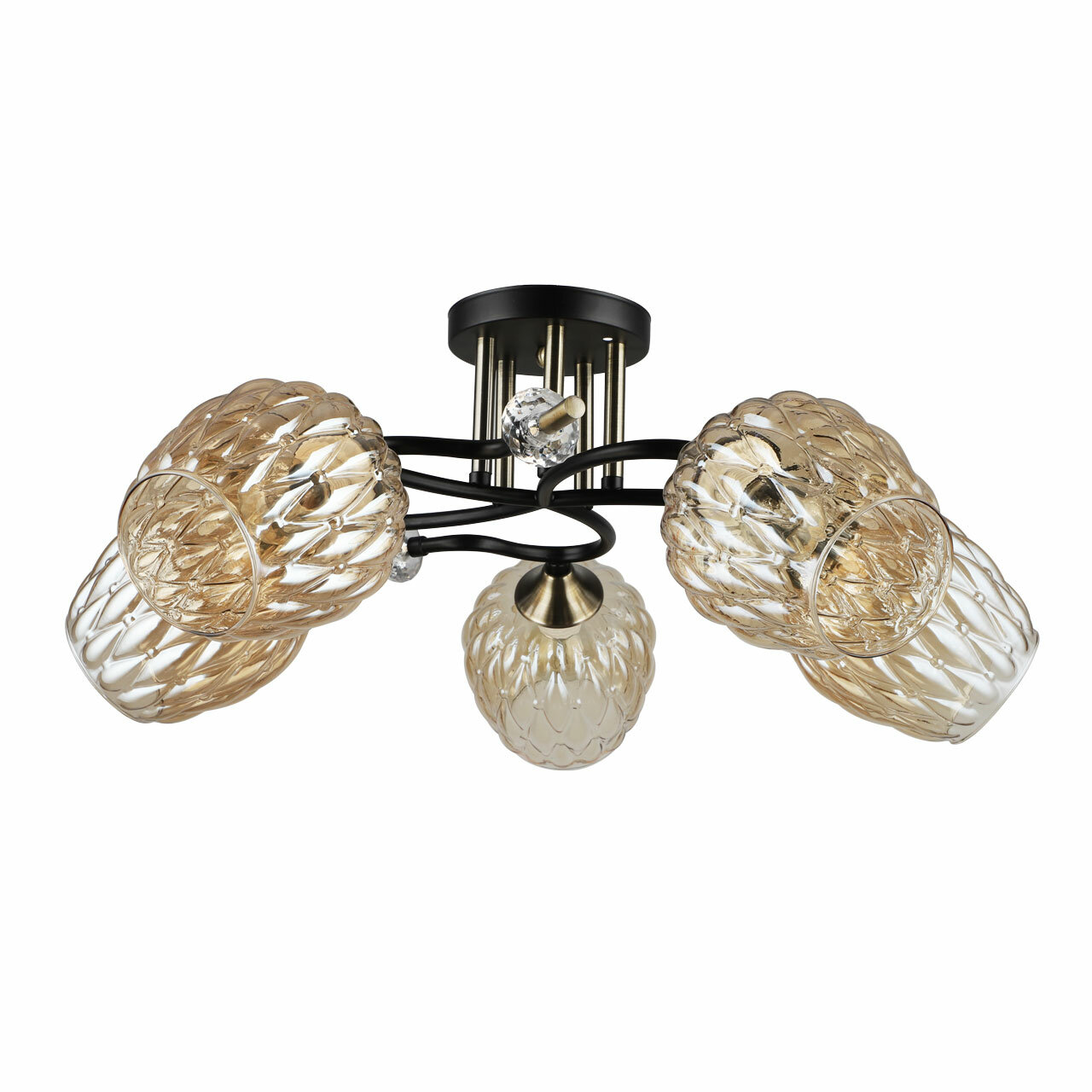 Люстра потолочная, светильник De City Альфа 324019405, 5*60W E27 2700К, цвет: черный, золотой,