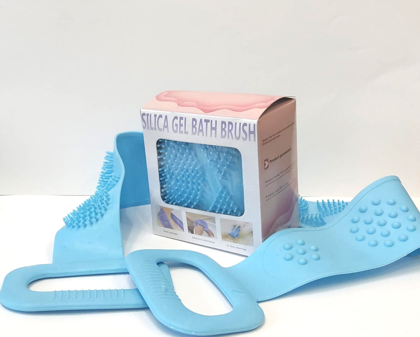 Мочалка массажная Silica Gel Bath Brush двухсторонняя силиконовая 71 см