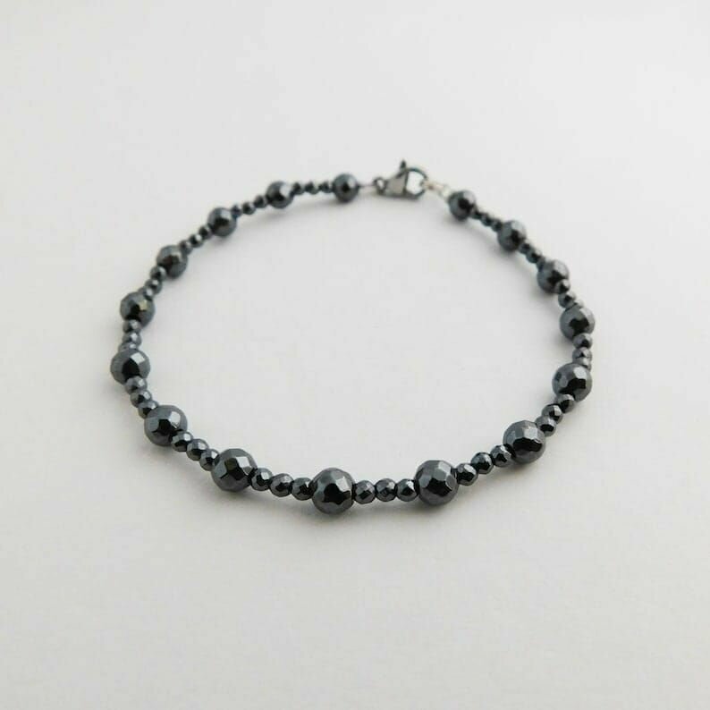 Браслет HRUSTALEK, искусственный камень, гематит